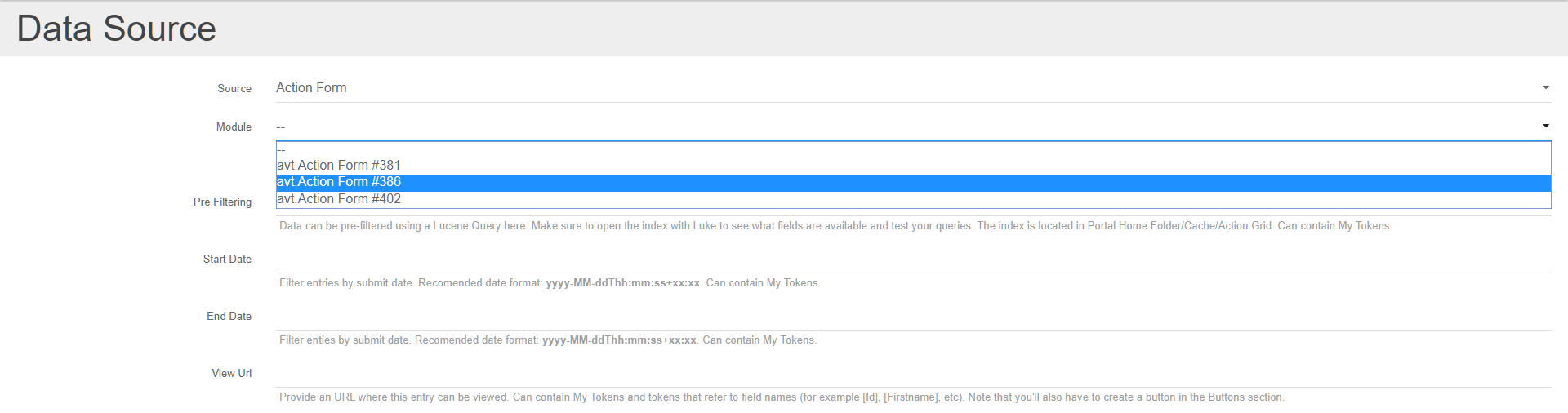 Action Form | DNN Sharp Documentation Center
